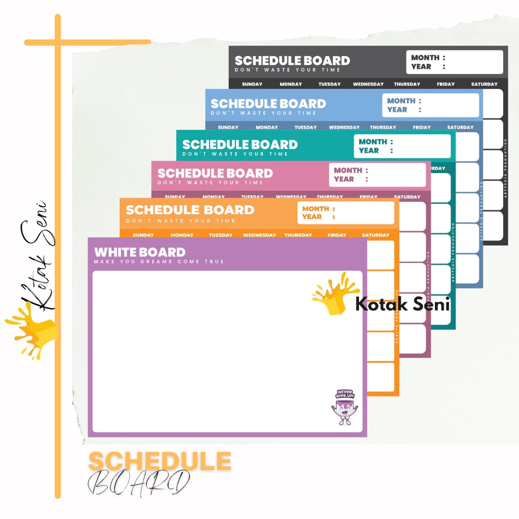 Jual Schedule Board Pastel dan Scheduleboard Warna Dasar / Papan Tulis ...