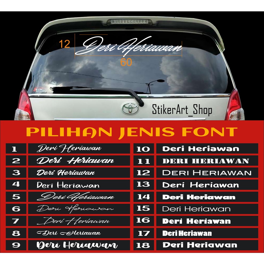 Jual cutting stiker untuk kaca mobil,bisa [custom nama]harga sesuai ...