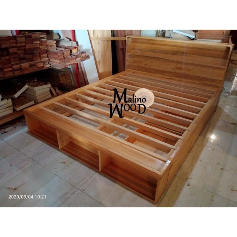 Jual Dipan divan ranjang kayu Pake laci dan Rak pake sandaran rak ...
