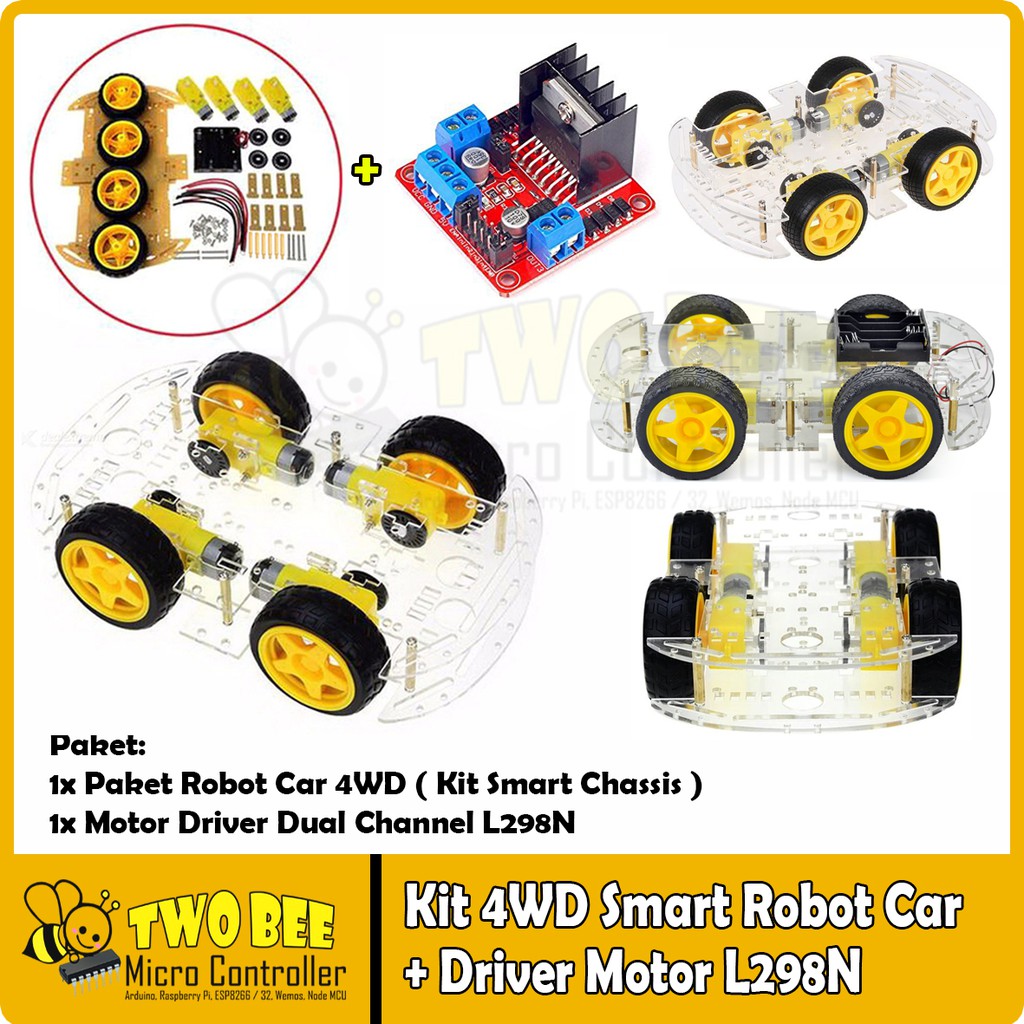 Jual Smart Car Robot RC (Kit Smart Chasis 4WD) + Driver Motor L298N ...