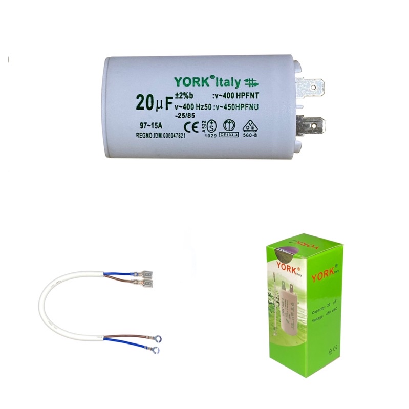 Jual YORK 20 uf - 450V Kapasitor Kabel - Colok 2 Pin 2 IN 1 (Capacitor ...