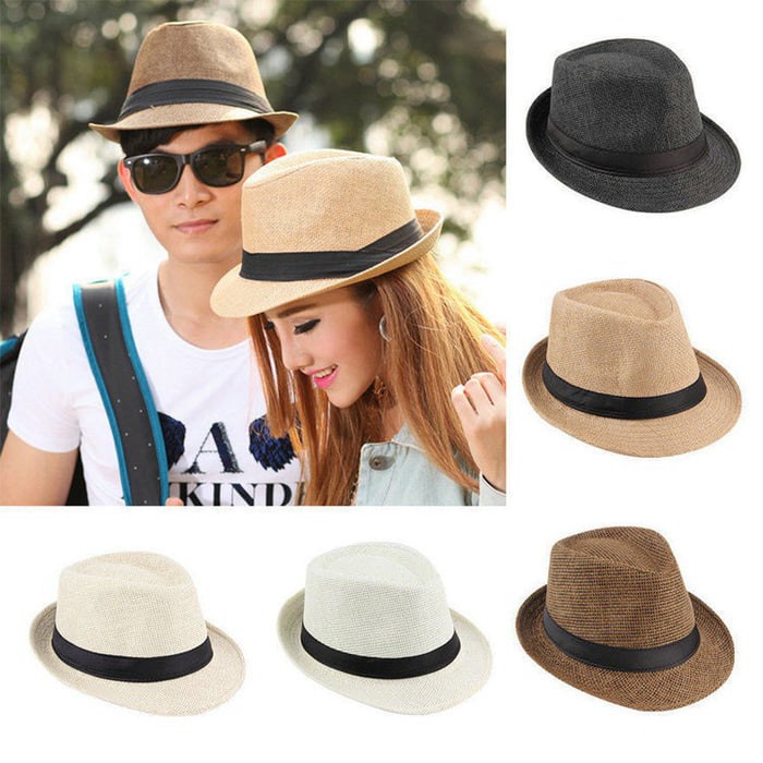 Jual Topi fedora artis korea bahan straw hat import anyaman | Shopee ...