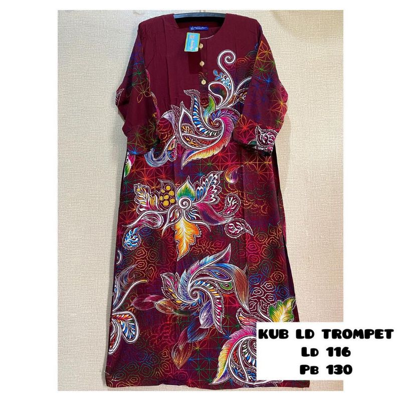 Jual BATIK KENCANA UNGU ASLI LABEL BIRU/DASTER LONGDRESS TROMPET ...