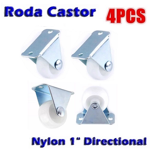 Jual 4 Pcs Nylon Roda Castor 1'' Wheels Furniture Rolling Caster 1 inch ...