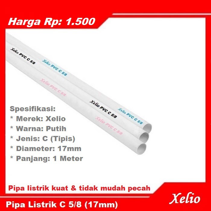 Jual PIPA LISTRIK PVC C 5/8 (1 METER) | Shopee Indonesia