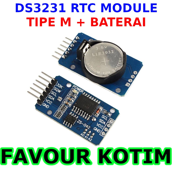 Jual RTC DS3231 REAL TIME CLOCK I2C ARDUINO UNO MEGA BATTERY TIPE M ...