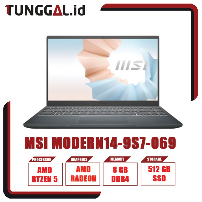 Jual MSI MODERN 14 Ryzen 5 5500U 8GB 512GB 14" FHD W10 B5M 069ID ...