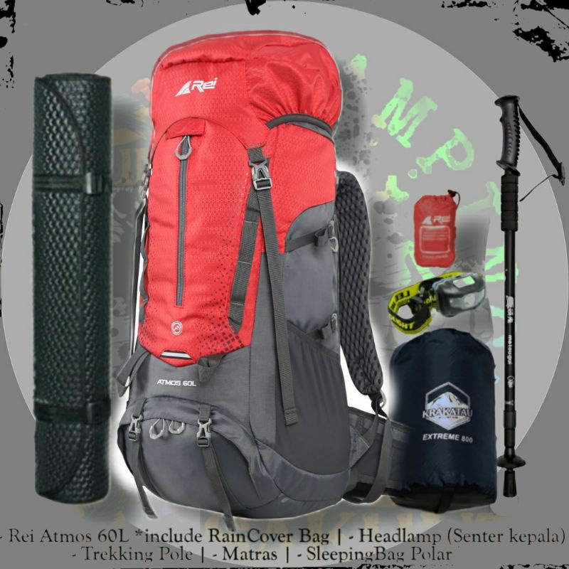 Jual Paket Tas Gunung keril Carrier rei Atmos 60 Liter / Rei Arei Atmos 60L Carrier Tas Gunung ...