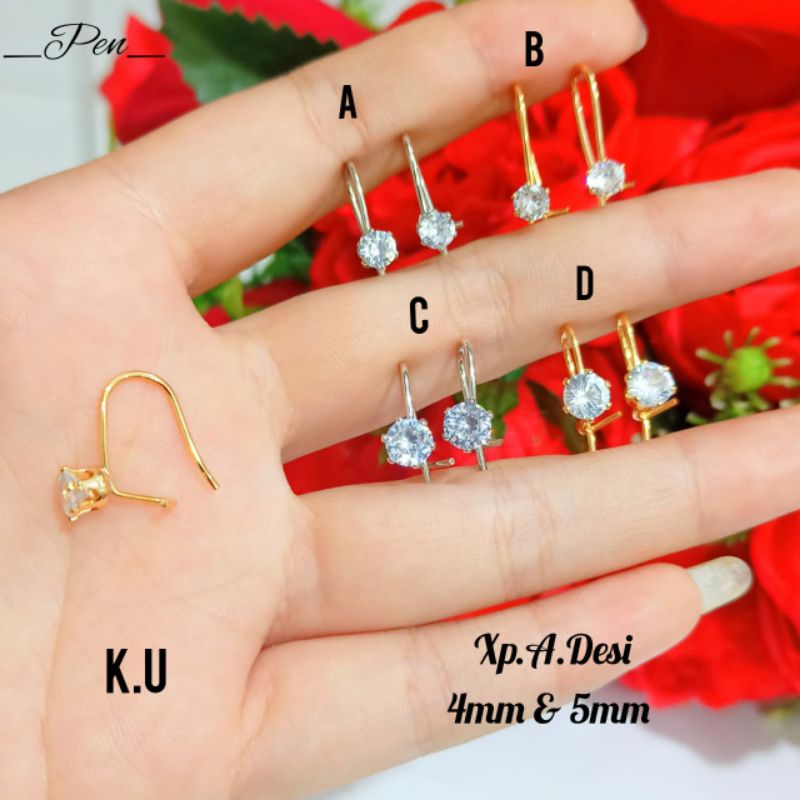 Jual Anting Desi permata gold&silver 2ukuran permata,tidak karat *COD ...