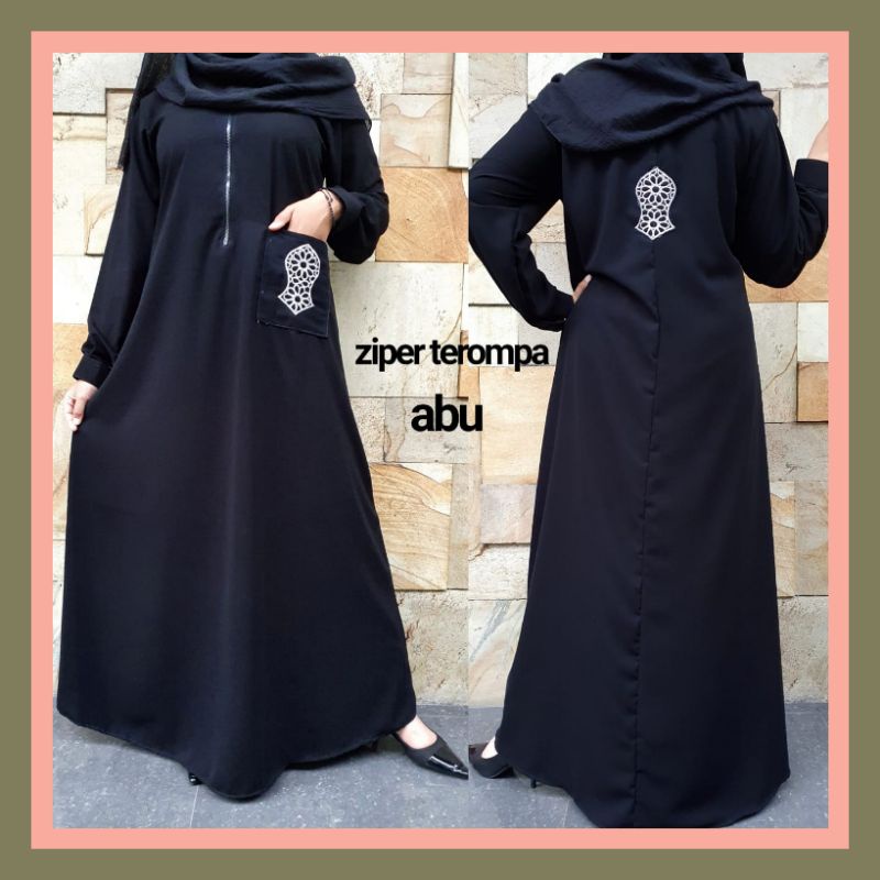 Jual Abayah BORDIR TEROMPAH Turkey Gamis Hitam Dress Arab Coksu Dan Abu ...