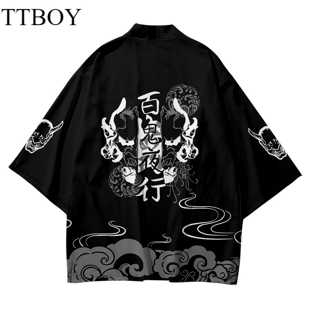 Jual Fashion Women Men Loose Japanese Cartoon Anime Devil Samurai ...