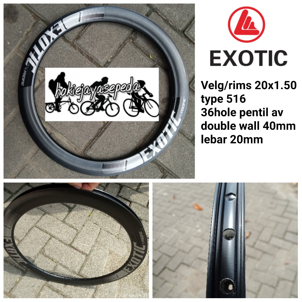 Jual EXOTIC RIMS 20" 516 Velg Sepeda doublewalls 4cm 36 h PENTIL AV ...