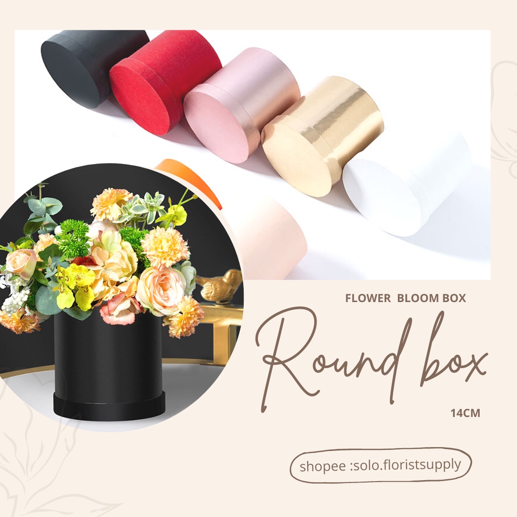 Jual 14CM ROUND FLOWER BOX BUNGA PINK ROSEGOLD GOLD BLACK WHITE ORANGE WHITE Bloom Box Flower ...