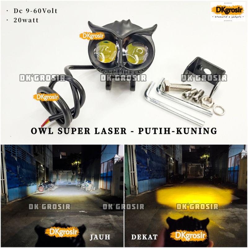 Jual Lampu Tembak OWL SUPER LED Putih-Kuning Tipe laser 2 mata Lampu ...