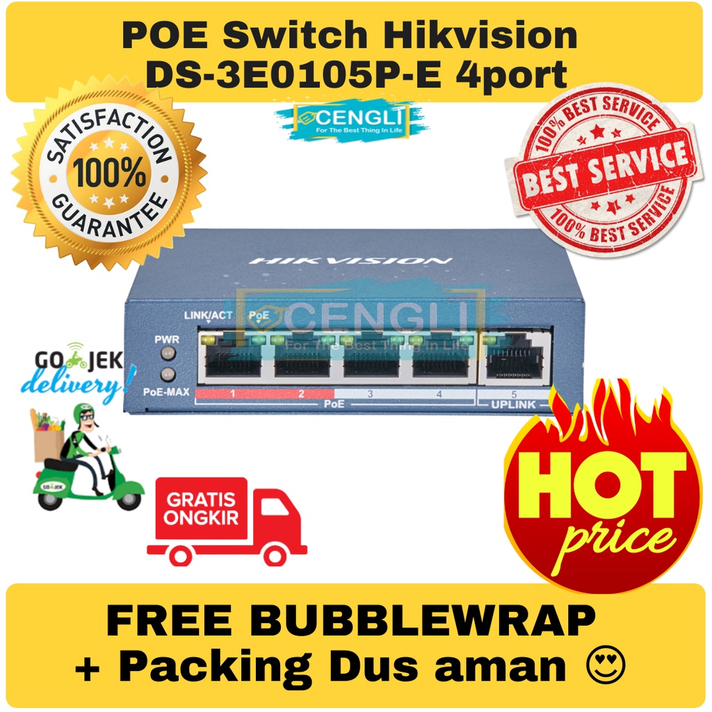 Jual PoE Switch HIKVISION DS-3E0105P-E 4 Port + 1 Uplink GARANSI RESMI | Shopee Indonesia
