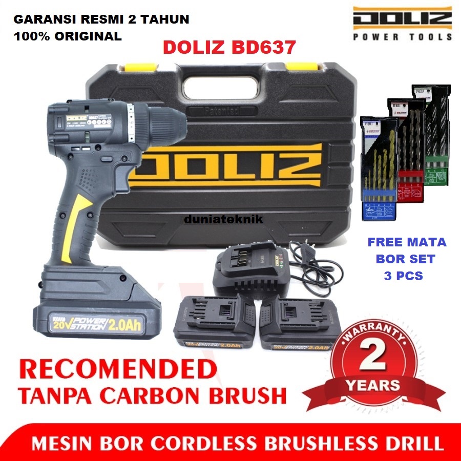 Jual Bor Cordless Drill Brushless DOLIZ BD637 / BD 637 | Bor 10mm / 20v ...