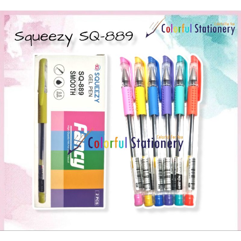 Jual Pulpen / Ballpoint / Pen Gell SQUEEZY SQ 889 (12 Pcs) | Shopee ...