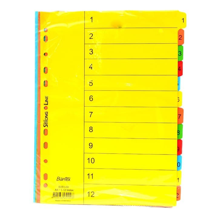 Jual Bantex Cardboard Divider A4 12 Pages 1-12 6051 / Pembatas Binder ...