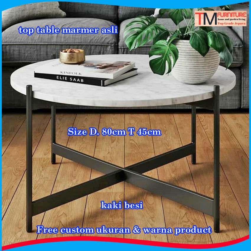 Jual Meja Tamu Minimalis Informa Bulat Besi Kombinasi Marmer | Shopee ...