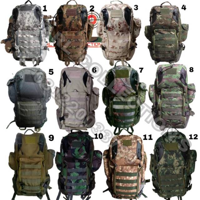 Jual Tas gendong loreng army / tas ransel loreng model hiu / tas lima ...