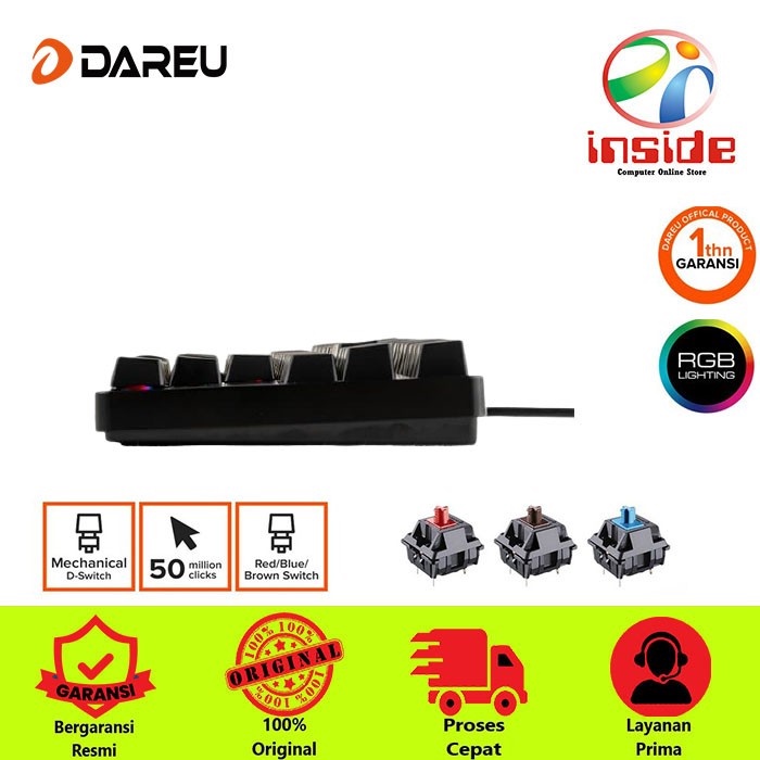 Jual Mechanical Gaming Keyboard DAREU EK-880 Ten Key Less | RGB ...