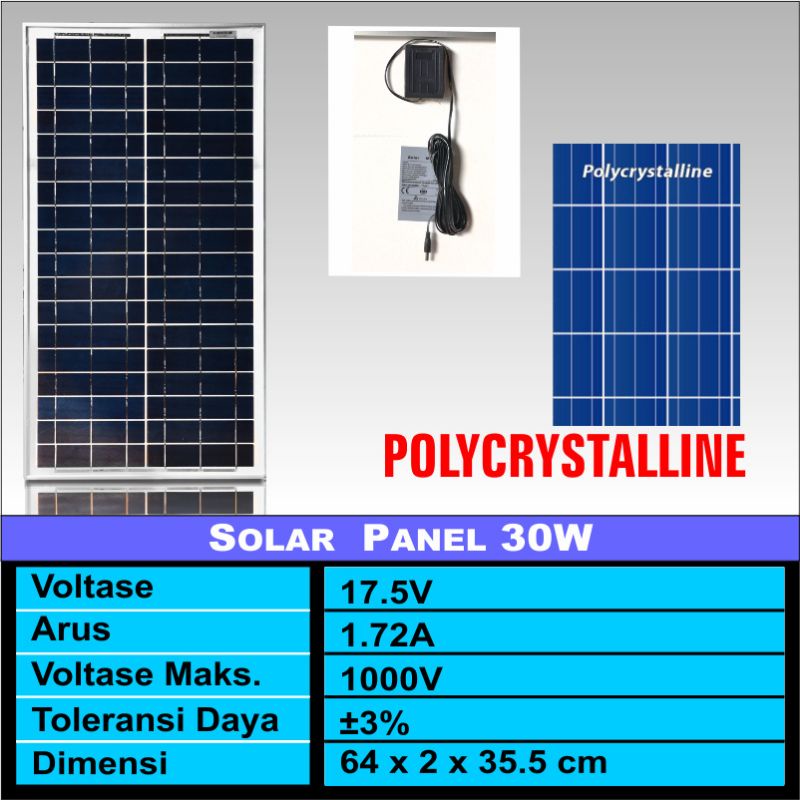 Jual Surya panel papan solar listrik tenang matahari 30wp Mitsuyama | Shopee Indonesia