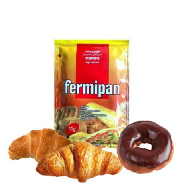 Jual fermipan 11 gram ( pengembang kue ragi instant roti donat ) murah ...