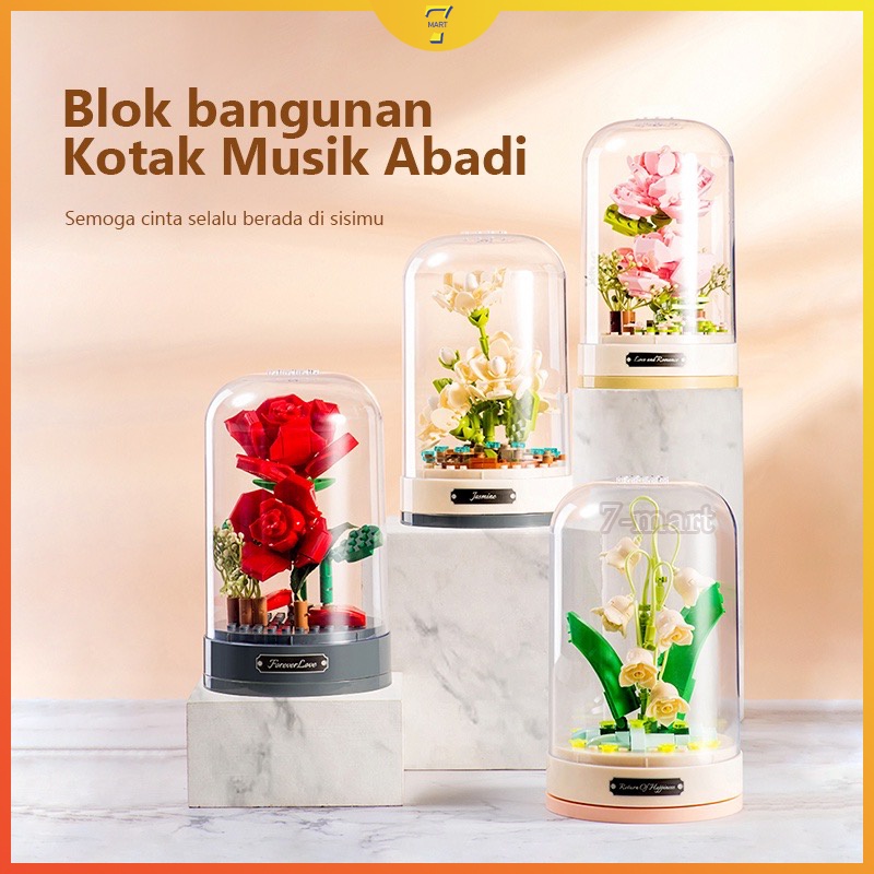 Jual Flower Hadiah Romantis Kotak Musik / Block Blok Bangunan Bata ...