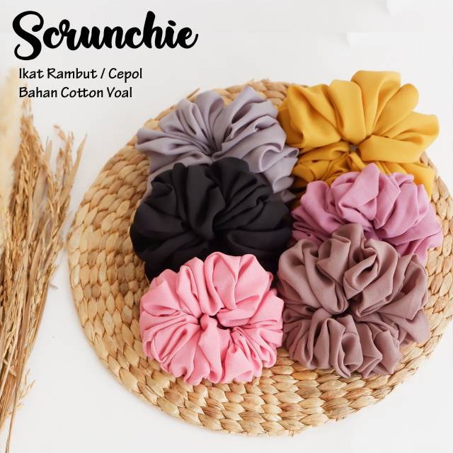 Jual Scrunchie ikat rambut cepol / kuncir rambut kain scrunchie jumbo ...