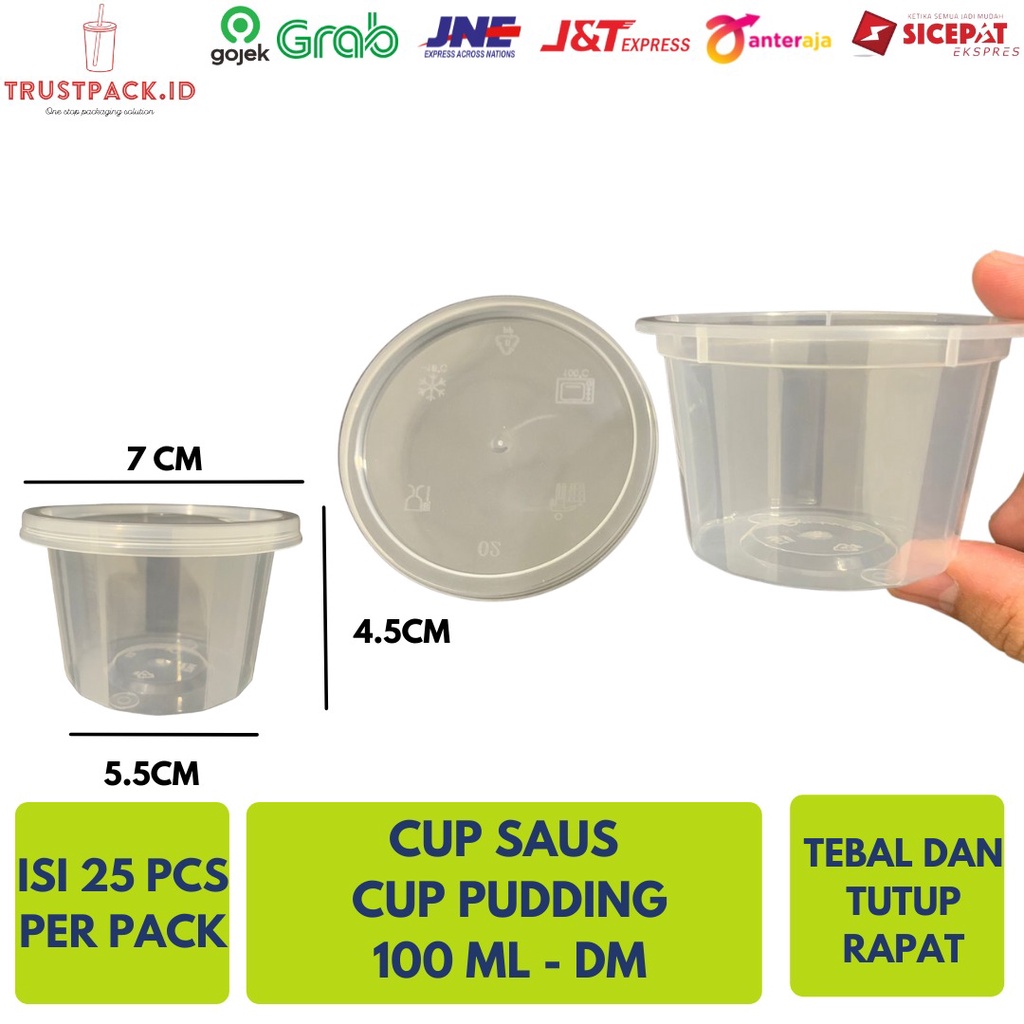 Jual Tempat Cup Saos / Cup Pudding Plastik DM 100 ml | Shopee Indonesia