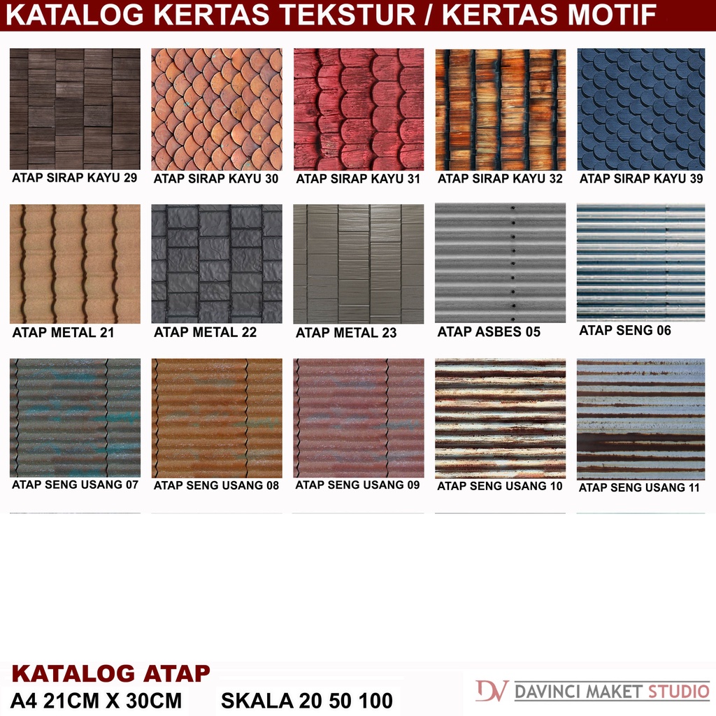 Jual Kertas Tekstur Bahan Atap 03 Maket Diorama - Motif Atap Sirap Kayu ...
