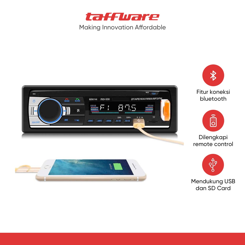 Jual Taffware Tape Audio Mobil Bluetooth Car MP3 Player - JSD-530 ...