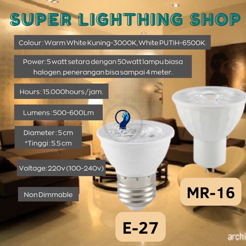 Jual LAMPU HALOGEN SPOTLIGHT LED 7WATT FITTING E27 7 WATT COB SOROT 7W LAMPU SPOT LIGHT TUSUK 6W ...
