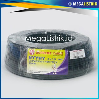 Jual SUPREME NYYHY 3X1.5 MM ( 100 METER ) / KABEL LISTRIK HITAM SERABUT TEMBAGA NYY HY 3 X 1.5 ...