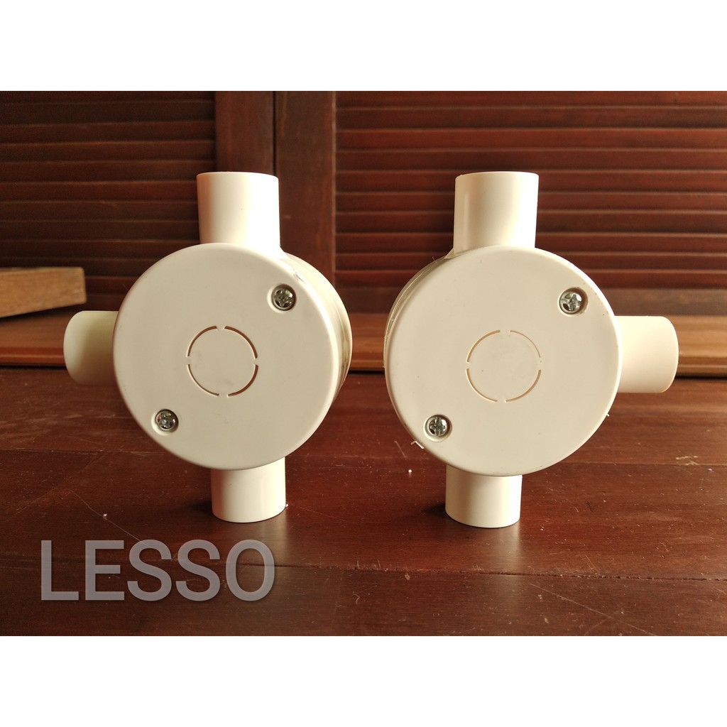 Jual T-Dos DN25 Conduit Lesso / 3 Way Tee Box (with cover) / Tee Dus ...