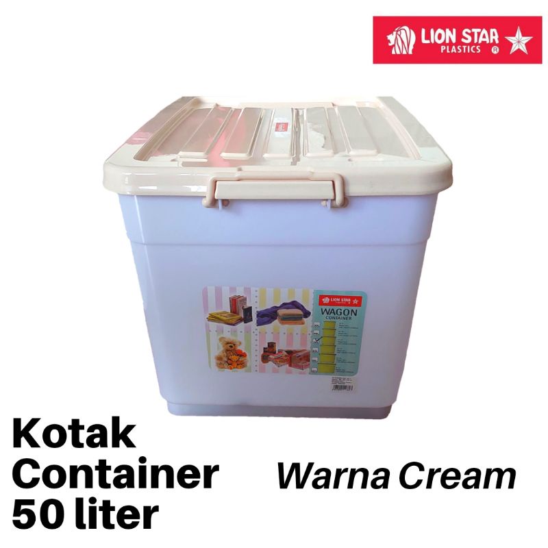 Jual Kontainer Kotak Lion Star 50 Liter warna Krem Soft | Shopee Indonesia