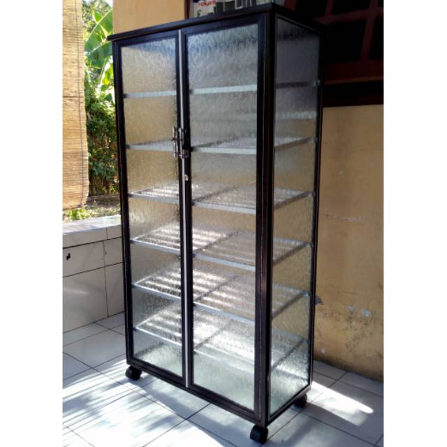 Jual Rak Sepatu Aluminium Frame Coklat Kaca Es 7 Susun + Roda 75-135 ...