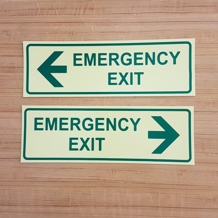 Jual STICKER K3 RAMBU SAFETY EMERGENCY EXIT GLOW IN THE DARK 10X30CM ...
