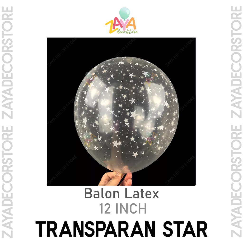 Jual Balon Latex Transparan Motif BINTANG 12 INCH isi 5 Pcs | Shopee ...