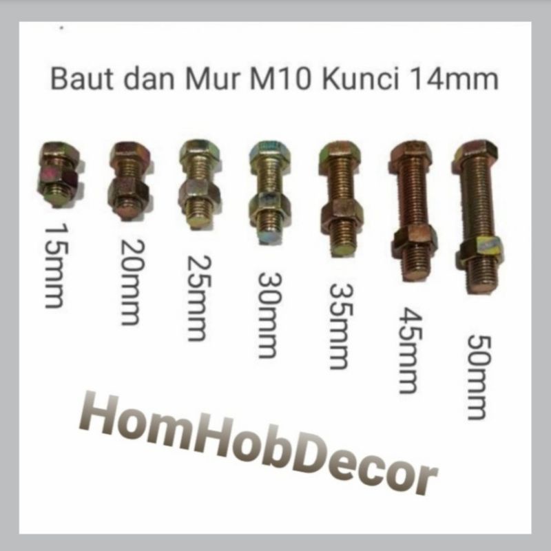 Jual Mur Baut Besi Kuning / Siku Besi Baja M10 | Shopee Indonesia