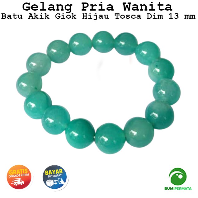 Jual Gelang Batu Akik Giok Hijau Tosca Jade 13 mm | Shopee Indonesia