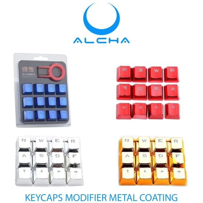 Jual ALCHA KEYCAPS MODIFIER METAL COATING WASD + ARROW RED GOLD BLUE ...