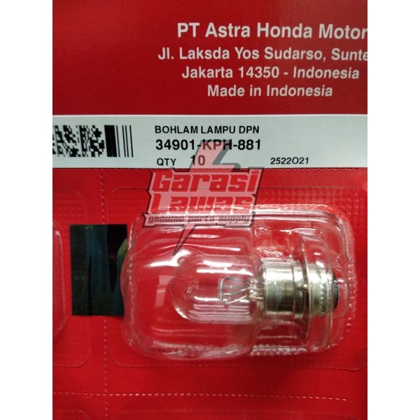 Jual 34901-KPH-881 Bohlam lampu depan 12v original AHM Honda Vario bola ...