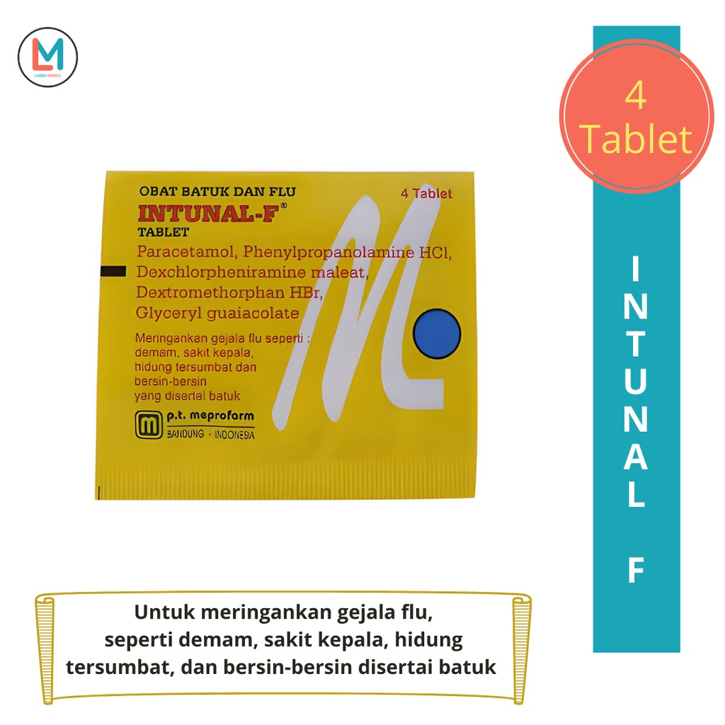 Jual Intunal-F | 1 Strip Isi 4 atau 10 Tablet | Obat Flu, Batuk, Pilek ...