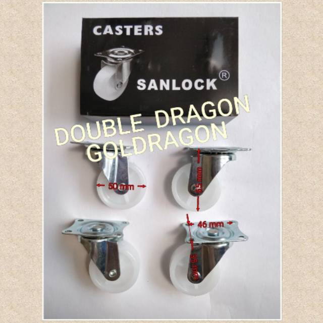 Jual Roda Caster 2" Gepeng SANLOCK PP Wheel (Per Set = 4 pcs) | Shopee Indonesia