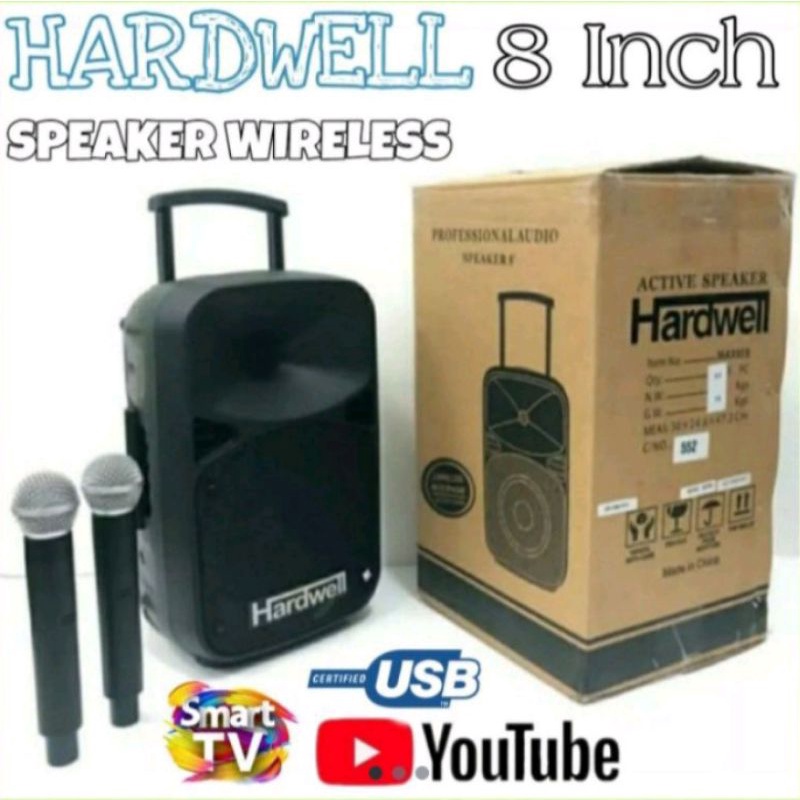 Jual speaker portable wireless hardwell 8inch Bluetooth USB ORIGINAL ...