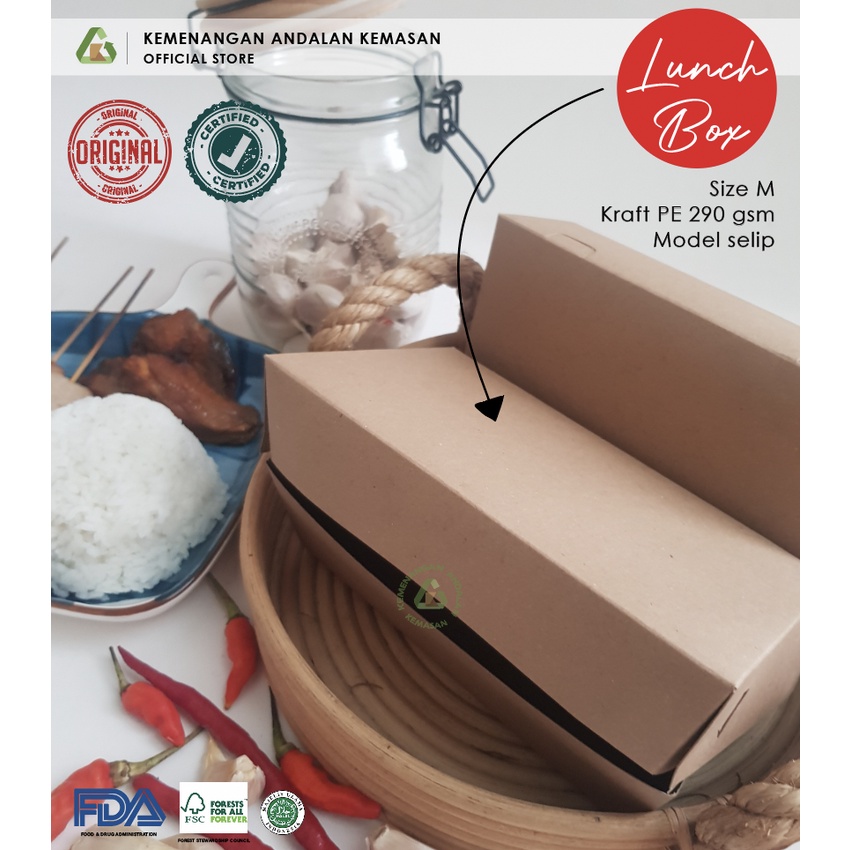 Jual Paper Lunch Box Kraft PE M // LAMINASI TEBAL // FOOD GRADE ...