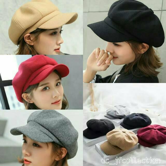 Jual Topi Baret Apolo Beret Korea Wanita Newsboy Cap Pet Seniman ...