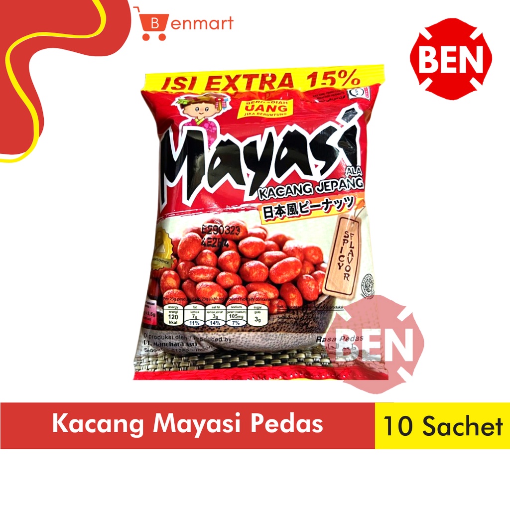 Jual Kacang Mayasi PEDAS 1 Renceng 10 Sachet Pcs 23g 23gr 23 g gr Spicy ...