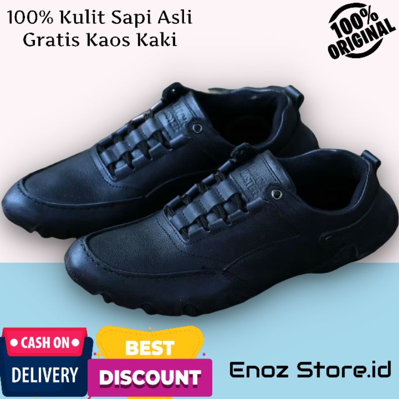 Jual ENOZ DRAGON Sepatu Sneakers Pria Kulit Asli Original Kasual Formal Kerja Kantor Sekolah ...
